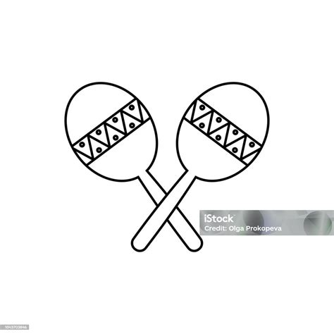 마라 룸 바 동영상 또는 음악 애플 리 케이 션 및 웹사이트에 Shac Shacs 악기 라인 아트 아이콘을 넘어 로고 그림입니다 완벽 한 픽셀 녹음 장비에 대한 스톡 벡터