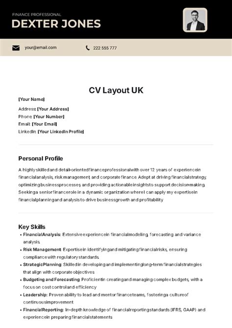 Free Cv Layout Uk Template To Edit Online