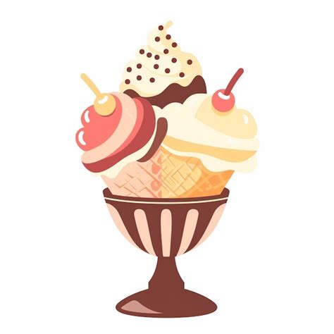 Vector Creme Comida Doce Gelo Sobremesa Ilustração Cone Waffle De Verão Isolado Chocolate C