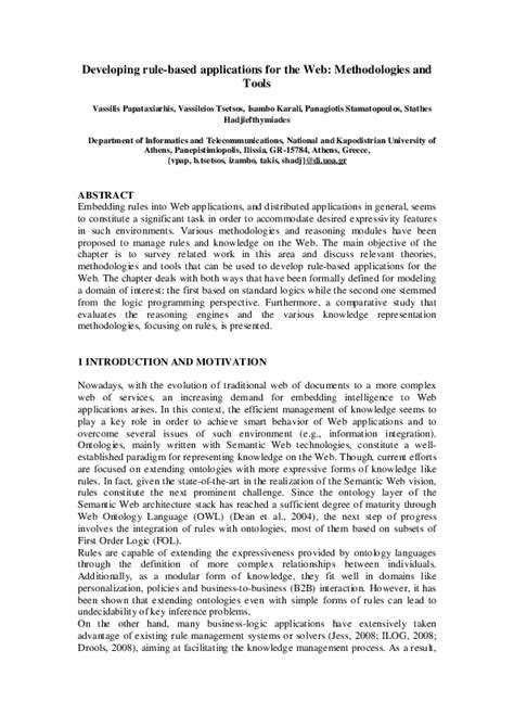 Pdf Developing Rule Based Applications For The Web Methodologies And Tools
