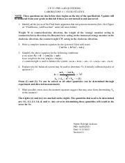 PreLab Questions Lab FluidStatics Pdf CE PRE LAB QUESTIONS LABORATORY FLUID STATICS