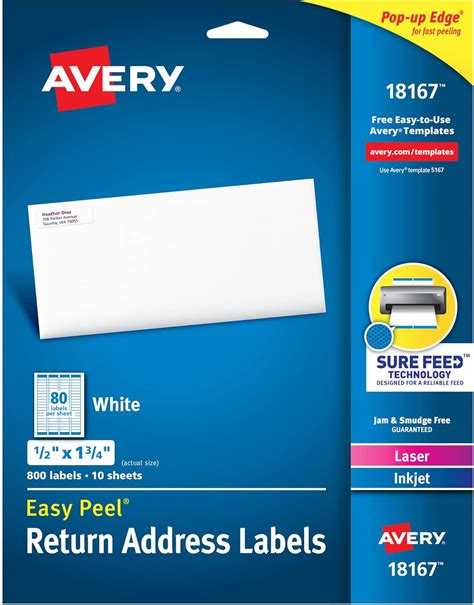 Avery 18167 White Addressing Label Addressing Labels White Laser
