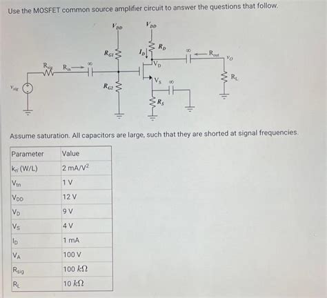 solved use the mosfet common source amplifier circuit to