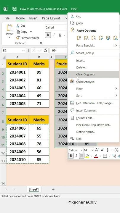 How To Use Vstack Formula In Excel Excel Shortvideo Shorts Youtube