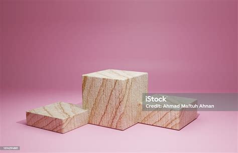 나무 질감과 3d 서 모형 모의 3d 연단 추상 모의 장면 파스텔 색상 제품을 위한 지오메트리 셰이프 포디움 배경 3차원 형태에