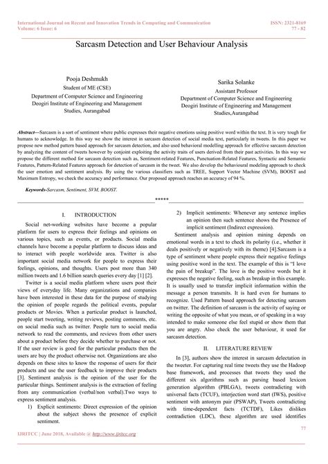 Sarcasm Detection And User Behaviour Analysis Pdf