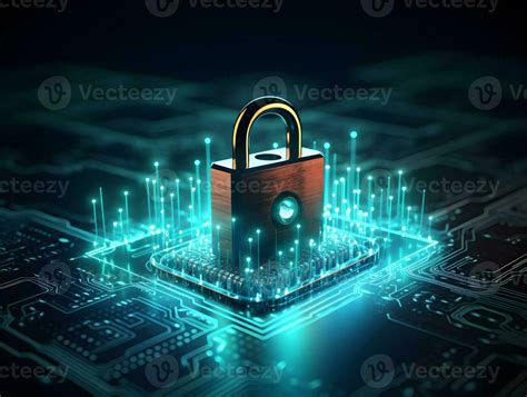 Lock With Circuit Pattern Concept Of Data Security Cybersecurity Cyber Defense Ai Generative