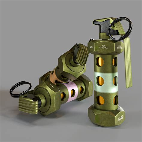 M 84 Flash Bang Grenade Historical Weapons Models Blenderkit