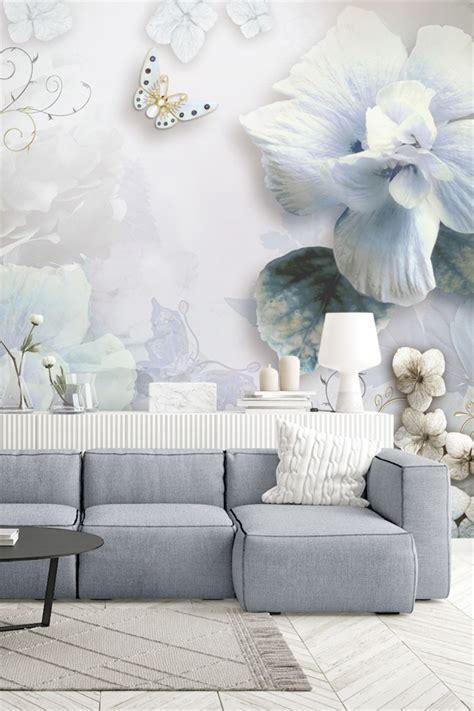 Квіти і метелики 3d Фотообои Роспись стен Фрески