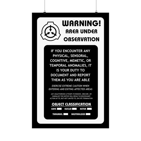 Scp Foundation Poster Containment Breach Sign Custom Paper Poster