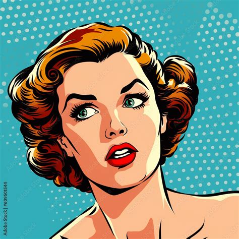 Pop Art Style Comic Book Panel With Terrified Woman In A Panic