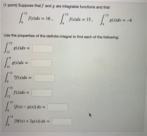 solved 1 point suppose that f and g are integrable