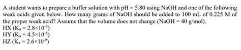 Solved A Student Wants To Prepare A Buffer Solution With Chegg