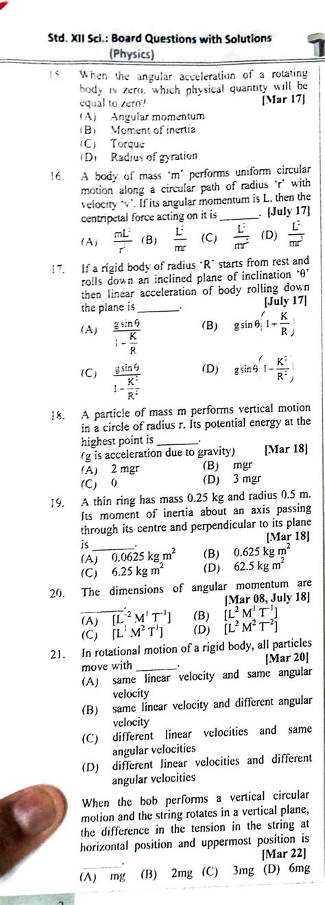 SOLUTION: Rotational dynamics class 12th pyqs mcqs - Studypool