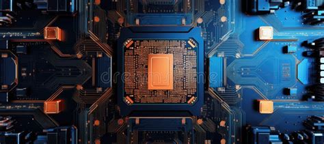 Computer Motherboard With Cpu Circuit Board System Chip With Core Processor Stock Illustration