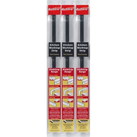 Everbuild Kwikgrip Kitchen Worktop Bright Silver Straight Joint Trim 40mm Brightshots