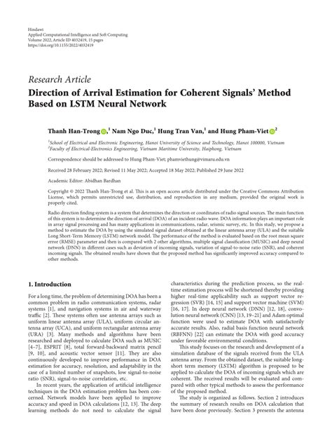 Pdf Direction Of Arrival Estimation For Coherent Signals Method