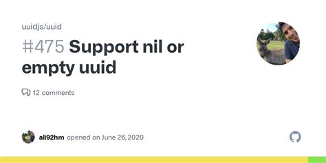 support nil or empty uuid · issue 475 · uuidjs uuid · github