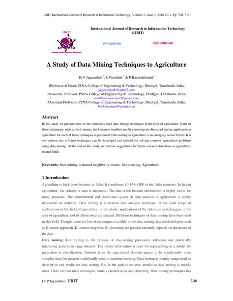 PDF A Study Of Data Mining Techniques To Agriculture