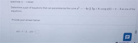 Solved Determine A Pair Of Equations That Can Parameterize