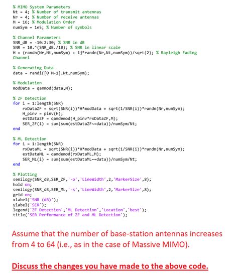 solved mimo system parameters nt 4 number of transmit