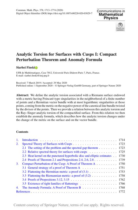 Analytic Torsion For Surfaces With Cusps I Compact Perturbation