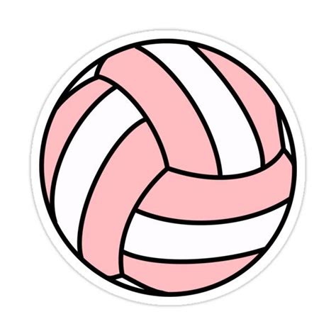 A Pink And White Volleyball Ball Sticker On A White Background With The