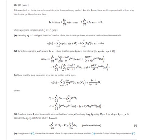 Solved Q3 15 ﻿points This Exercise Is To ﻿derive The Order