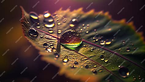 A Drop Of Dew On A Leaf Premium Ai Generated Image