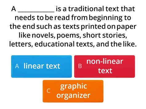 linear and non linear texts game quiz
