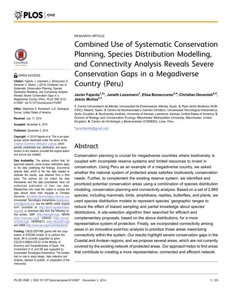 Pdf Combined Use Of Systematic Conservation Planning Species Distribution Modelling And