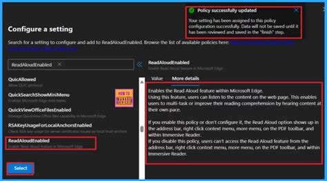 how to enable disable read aloud feature in ms edge browser through the