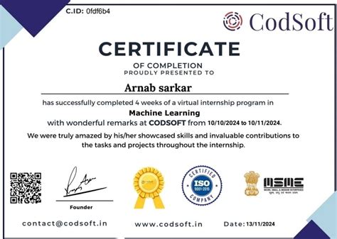 arnab sarkar on linkedin machinelearning codsoft internship