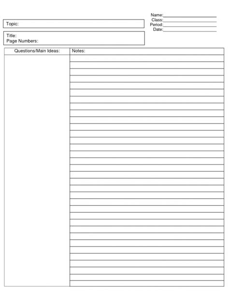 Avid Cornell Note Template Midi