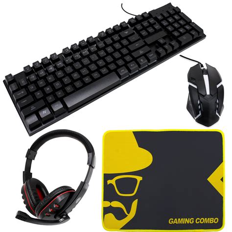 Rgb Illuminated Gaming Mouse Keyboard Headphones And Mouse Pad Set Of 4