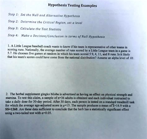 Hypothesis Testing Examples Step 1 Set The Null And Alternative Hypothesis Step 2 Determine