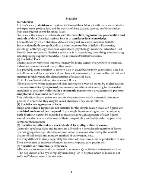 Introduction To Statistics Docsity