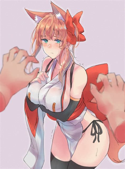 Sawaya Mizukazu Original 1girl Animal Ears Aqua Eyes Bare