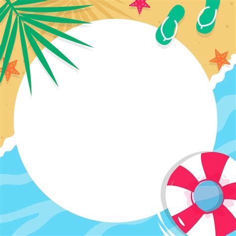 손으로 그린 여름 프레임 소셜 미디어 템플릿 프리미엄 벡터