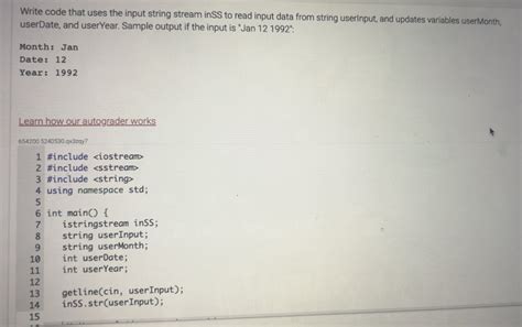 Solved Write Code That Uses The Input String Stream Inss To Read Input