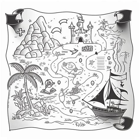Treasure Map 2 Coloring Pages 5 Etsy