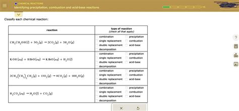 Solved Texts O Chemical Reactions Identifying Precipitation Combustion And Acid Base