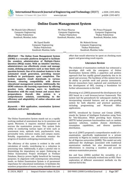 Online Exam Management System Pdf