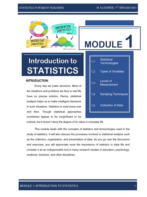 Module 1 Pdf Sampling Statistics Statistics