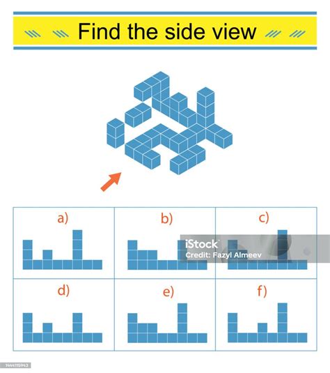Puzzle Game Which Side Vew Is Correct Iq Training Test Vector Illustration Stock Illustration