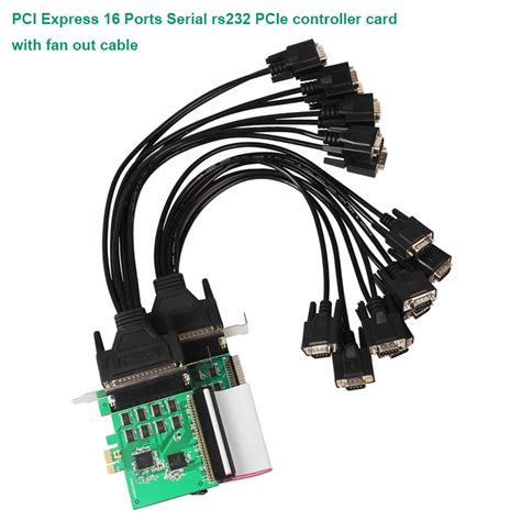 PCI Express 16 Ports Serial Rs232 PCIe Controller Card With Fan Out Cable XR17V358 In Building