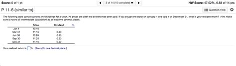 Solved The Following Table Contains Prices And Dividends For
