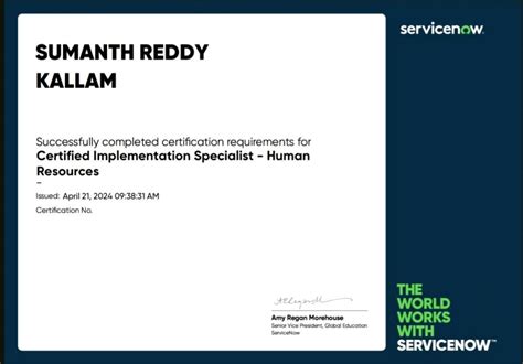 Sumanth Reddy Kallam On Linkedin Servicenow Hrsd Cis Hrsd Certification Servicenow