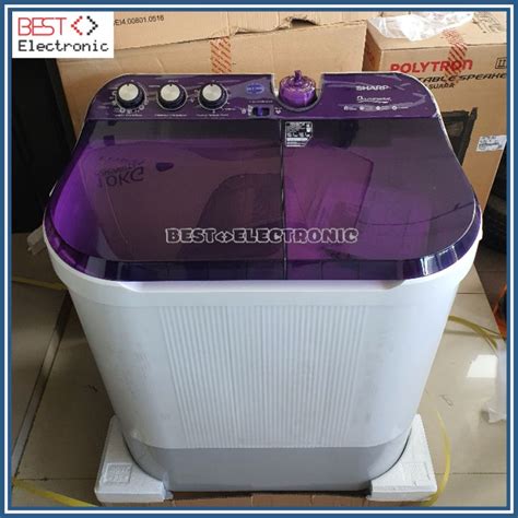 Jual MESIN CUCI SHARP 2 TABUNG 10 KG ES T1090 VK PK BK ES T1090 EST1090 Shopee Indonesia