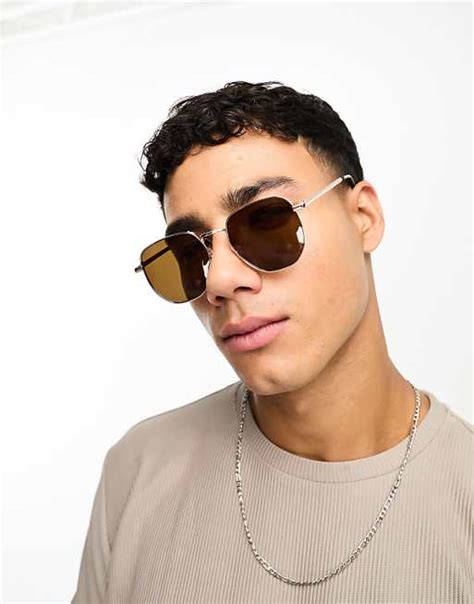 Svnx Retro Round Sunglasses In Brown Asos